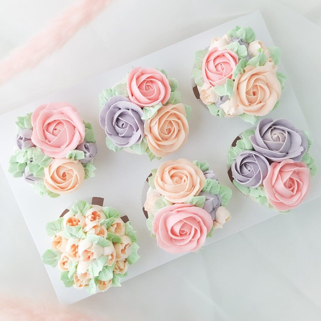 Designer Buttercream Floral Cupcakes