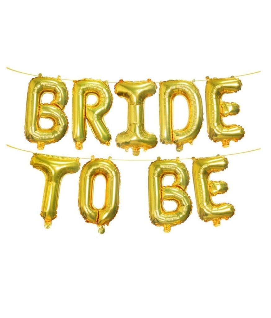 16" Bride To Be Letter / Alphabet Balloon Set - Gold