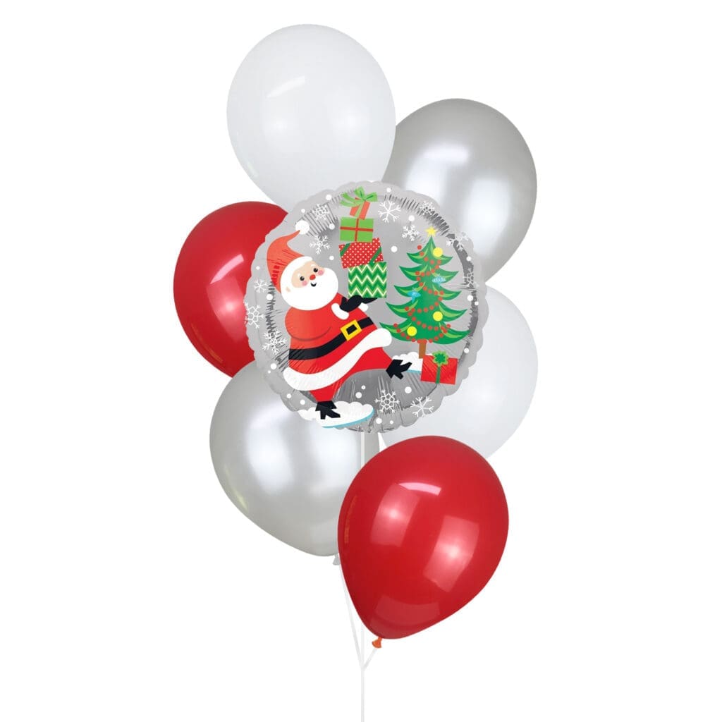 Deluxe Santa, Snowman & Penguins Helium Balloon Bouquet